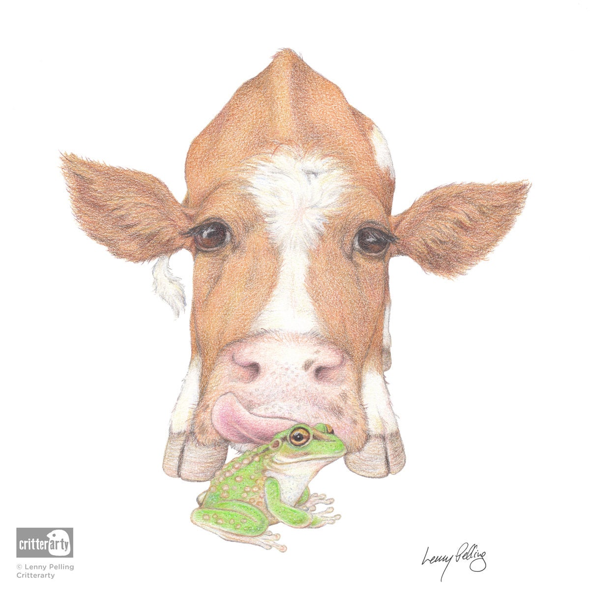 Grass Frog and Cow Art Print | Critterarty